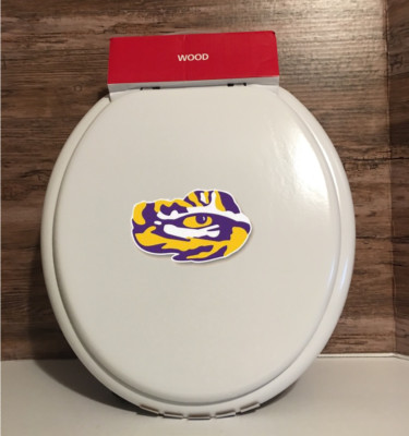 LSU Tigers Wood Standard Toilet Seat White Man Cave Bathroom Decor ...