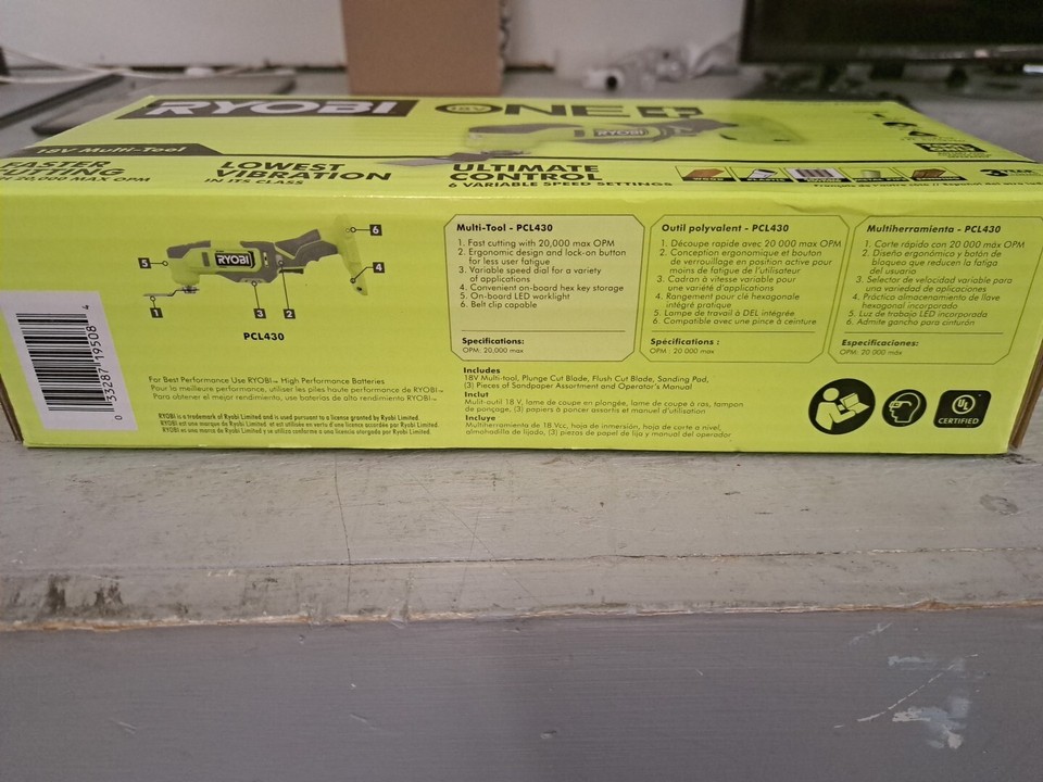 BRAND NEW RYOBI PCL430B ONE+ 18V 18 Volt Cordless Multi-Tool (Tool Only ...