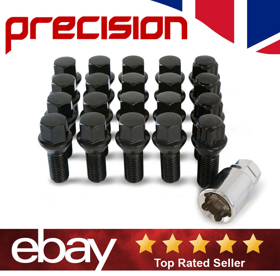Precision Black Wheel Bolts & Locking Nuts For VW Caddy Aftermarket ...