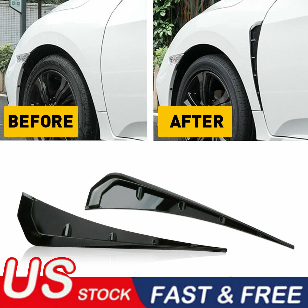 2Pcs Glossy Black Trim Car Exterior Side Fender Vent Air Wing Cover ...
