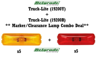 5x Truck-Lite (19200Y) + 5xTruck-Lite (19200R) Marker/Clearance Lamp ...