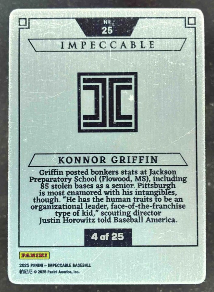 2025 Panini Impeccable Stainless Stars Purple #25 Konnor Griffin /25 | eBay