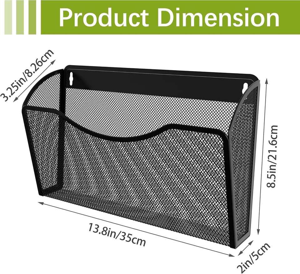 Wall File Holder, Single Mesh Hanging File Organizer for A4 Letter Size ...