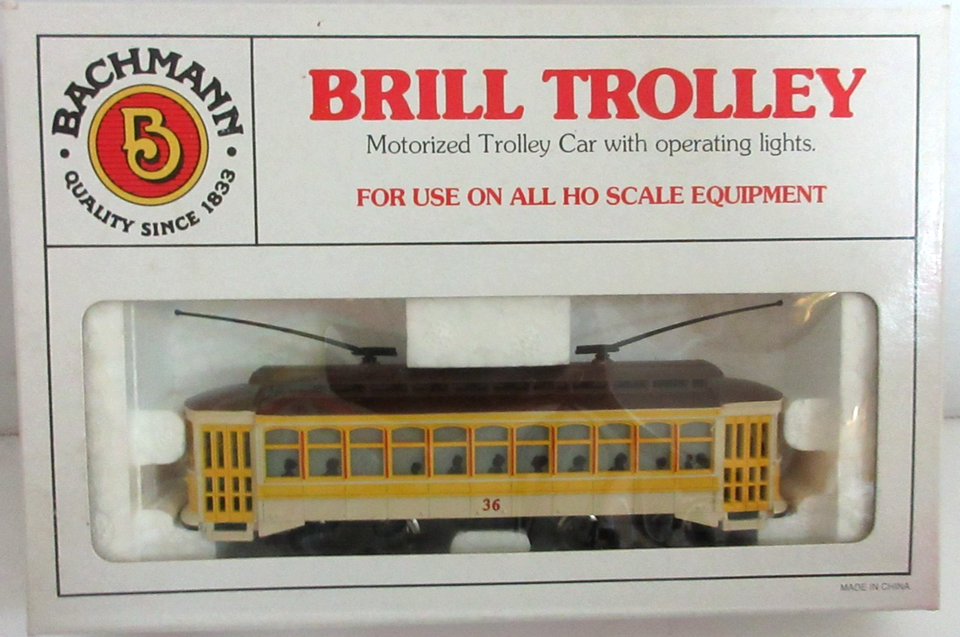 Bachmann HO Scale Brill Trolley #36 Motorized Trolley Car w/ Lights ...