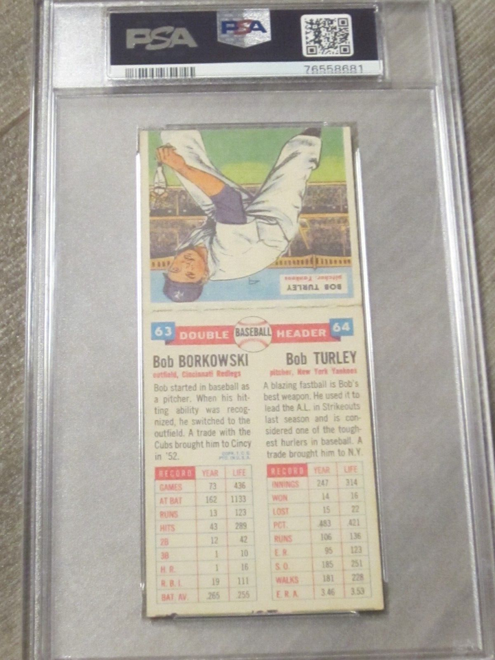 1955 Topps Doubleheaders 63 Bob Borkowski Bob Turley PSA 6 EX-MT NQ | eBay