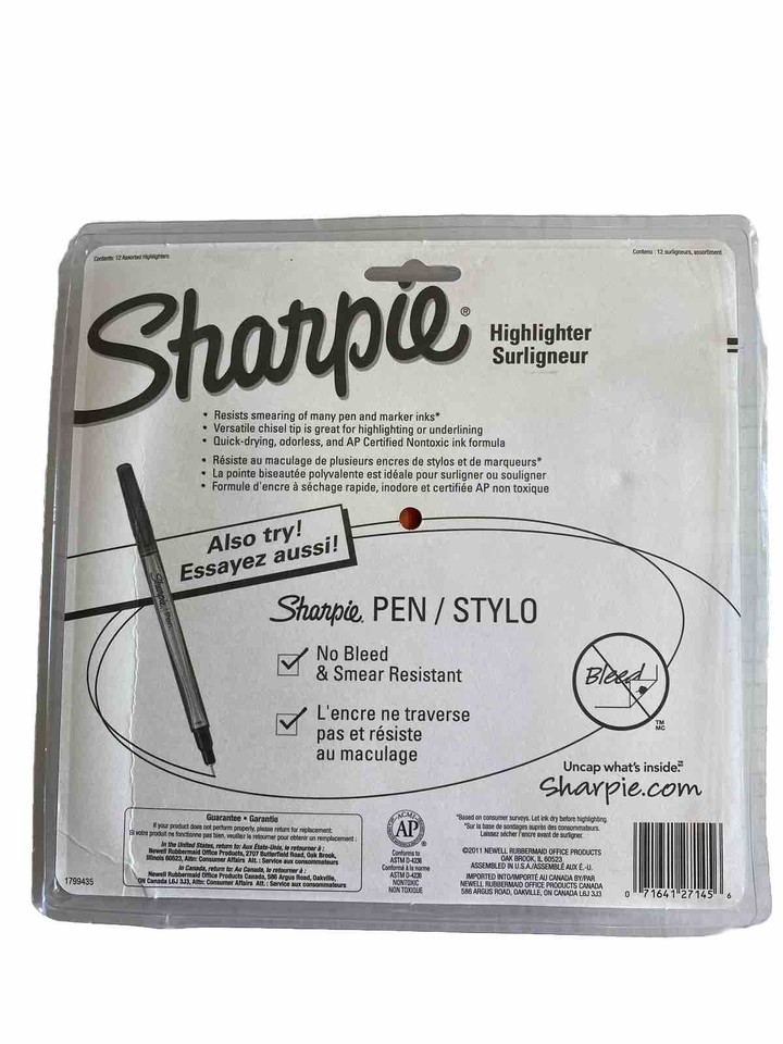 Sharpie Highlighter-12 ct-Narrow Chisel-Smear Guard -Quick Dry-Odorless ...