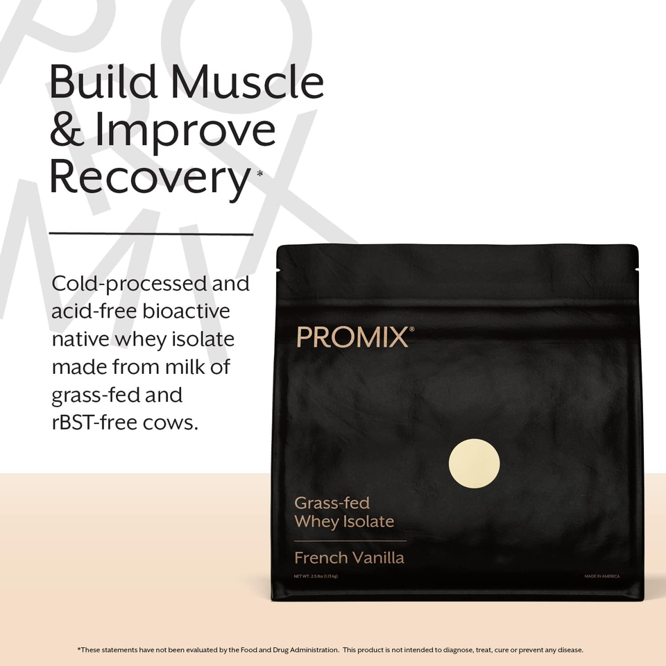 Promix Whey Protein Isolate Powder, Vanilla - 2.5Lb Bulk - Grass-Fed ...