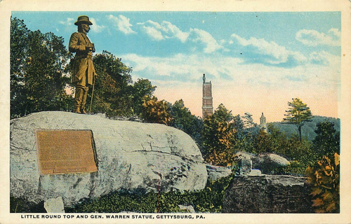 Postcard Gettysburg PA General Warren Statue Little Round Top White ...