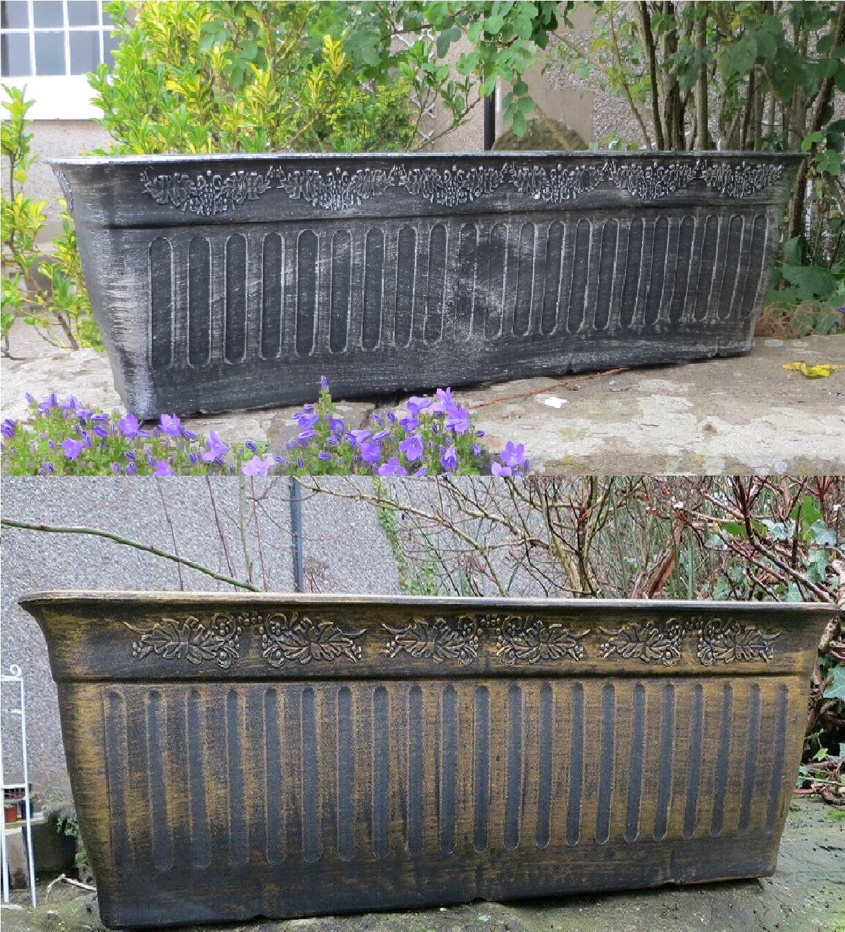 Plastic Floral Fluted Garden Trough Long Window Box Planter Herb Flower ...