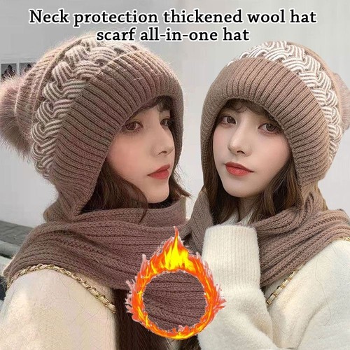 Windproof Integrated Cap Scarf Thickening Neck Warmer Ear Protection ...