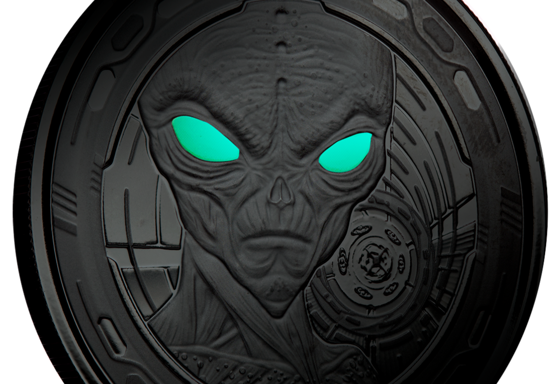 2022 1 oz Silver Ghana Alien - Black Rhodium Proof Coin Version | eBay