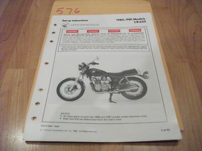 1980 1981 Honda CB650 Dealer Assembly Set Up Instructions Manual | eBay