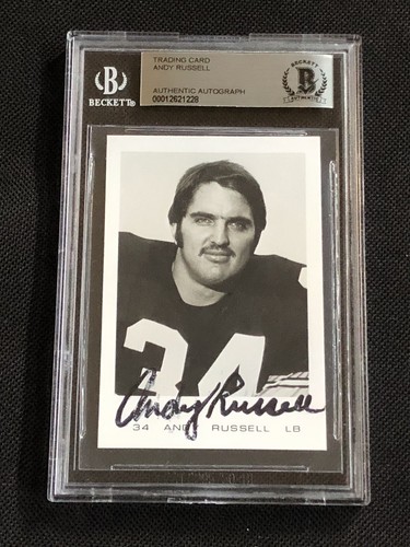 ANDY RUSSELL SIGNED AUTOGRAPHED SMALL VINTAGE TEAM PHOTO STEELERS BAS ...
