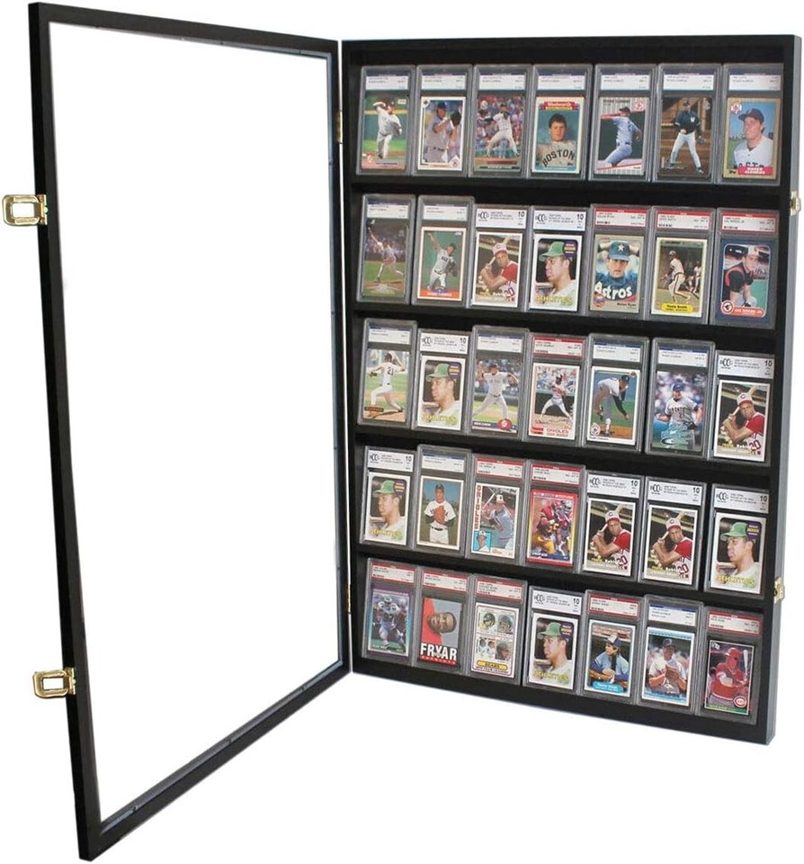 Graded Trading Card Display Case 3 Pcs 35 Sport Baseball PSA CGC Wood ...