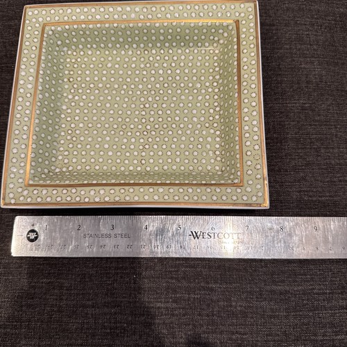Vtg Asiatides Tozai Hand Painted Gold Trim Green & White Trinket Dish ...