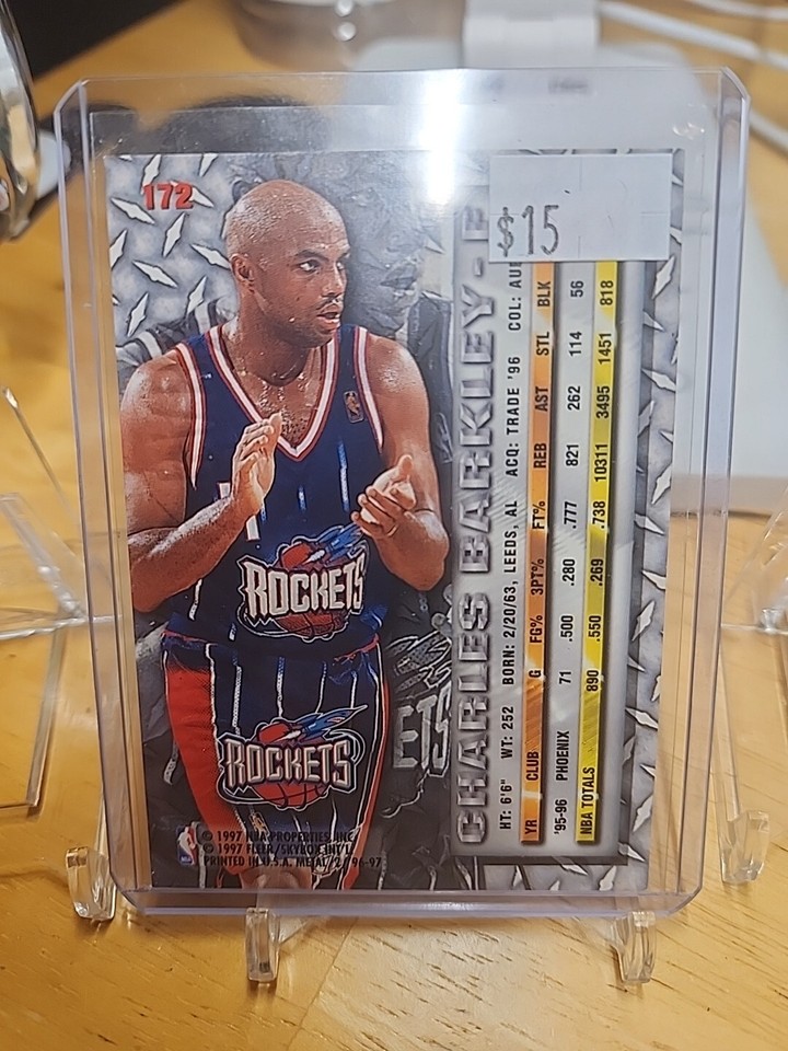 CHARLES BARKLEY HOUSTON ROCKETS 1996-97 FLEER METAL #172 HOF AUBURN ...