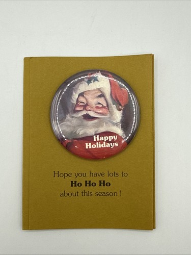 RARE Hallmark BUTTON PIN Christmas Santa Vintage LOVE DOTS Mailer Card ...