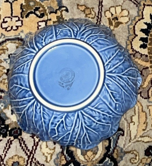 Lot 4 Sapphire Blue Cabbage Bordallo Pinheiro Portugal Bowl 9"Plate Cup ...