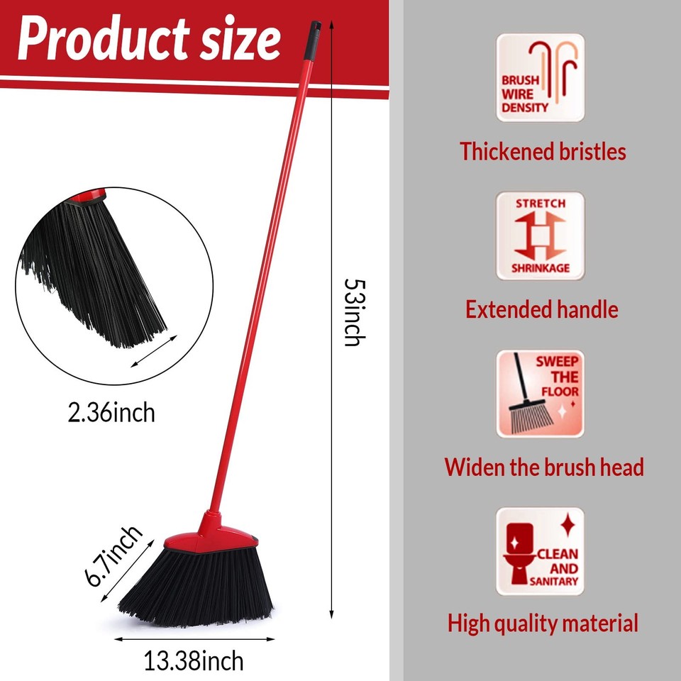 8 Pieces Broom Bulk Commercial Angle Broom Heavy Duty Indoor Outdoor ...