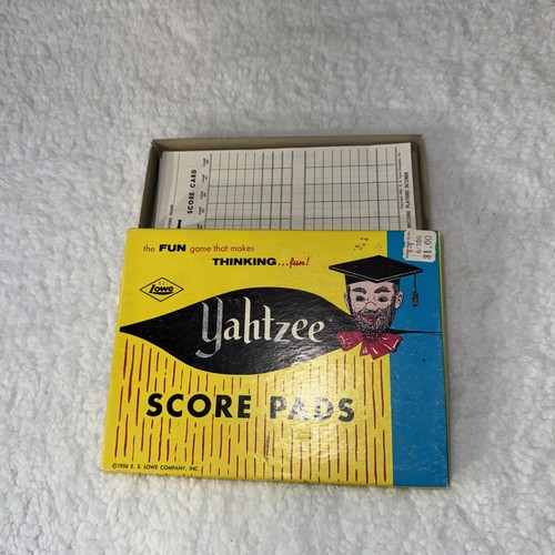 Vintage 1956 Yahtzee Score Pads Box w/3 Full Pads E.S. Lowe Company | eBay