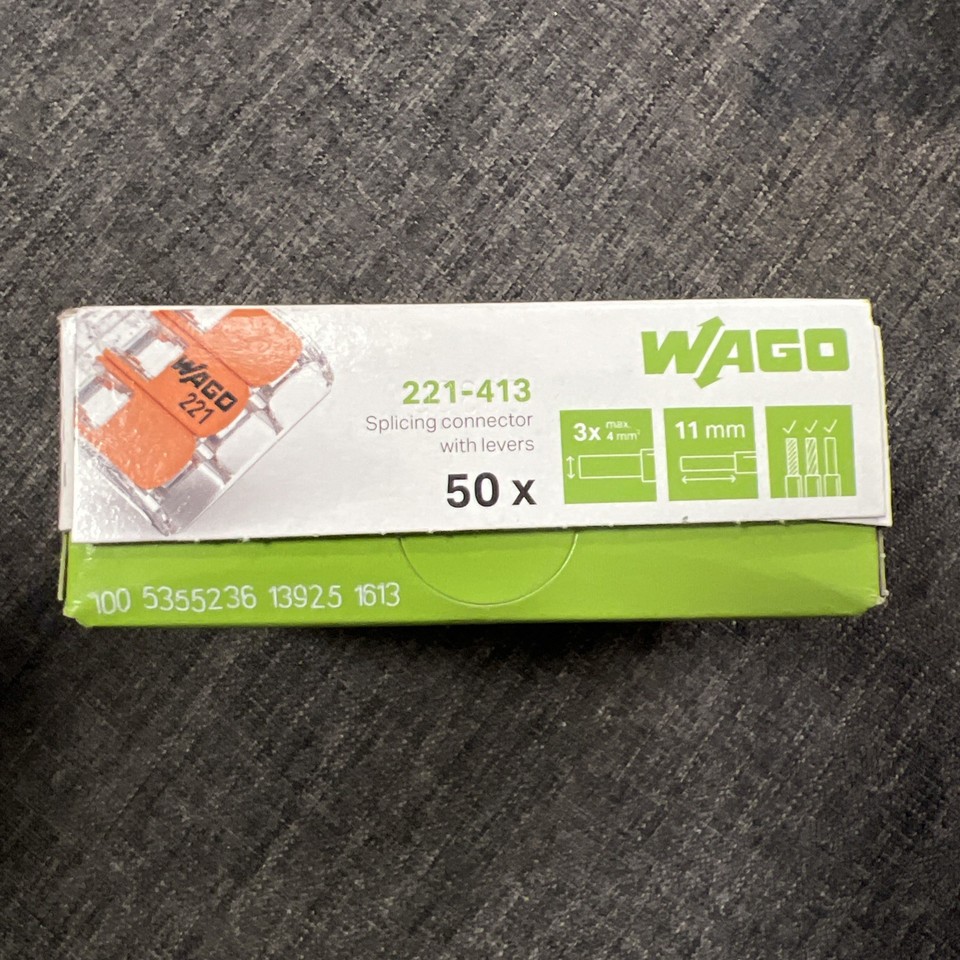 WAGO 221-413 3-Way Max 4mm Electrical Wire Connector Pack of 50 | eBay UK