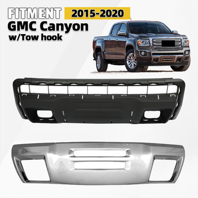 Black&Chrome Front Bumper Valance composite For 2015-2020 GMC Canyon w ...