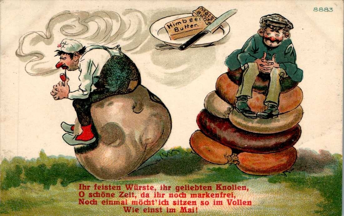 AK SONSTIGES SCHERZKARTE MIT WÜRSTEN UND KNOLLEN UM 1910 | eBay.de
