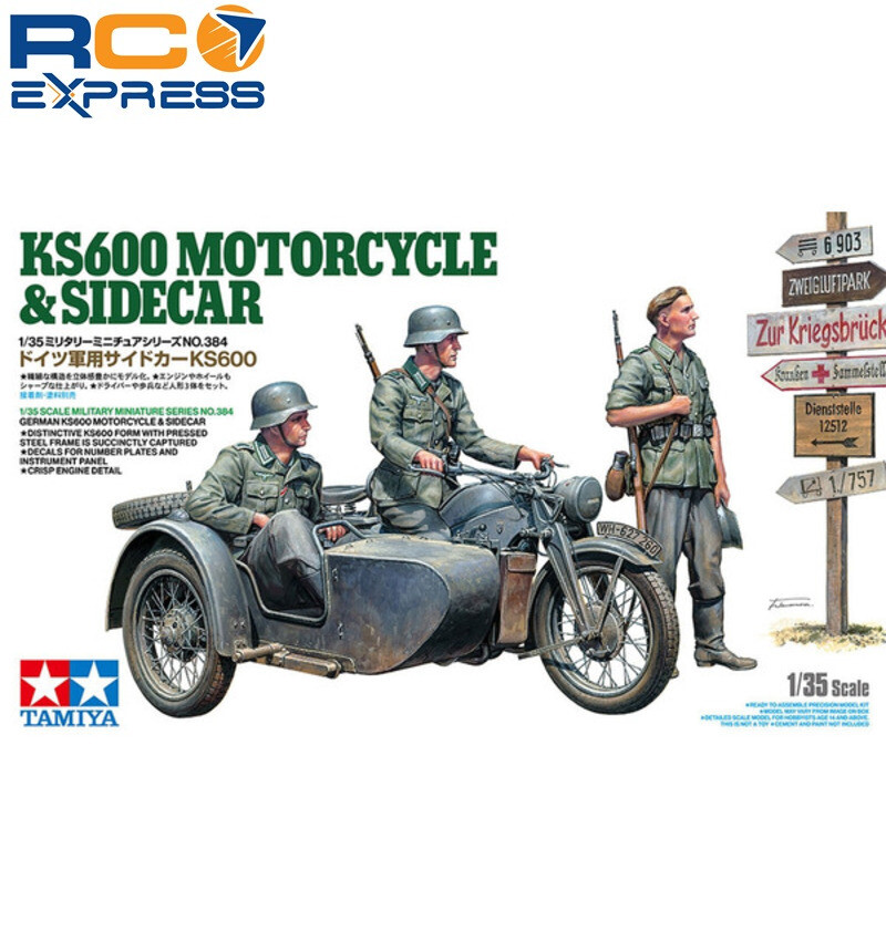 Tamiya 1/35 German KS600 Motorcycle & Sidecar Plastic Model Kit ...