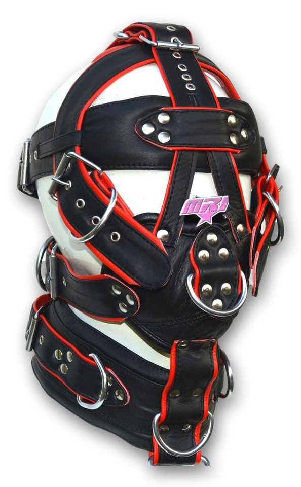 Leather Muzzle, Face hood ,Muzzle Gag ,Head harness,Pup hood,puppy Mask ...