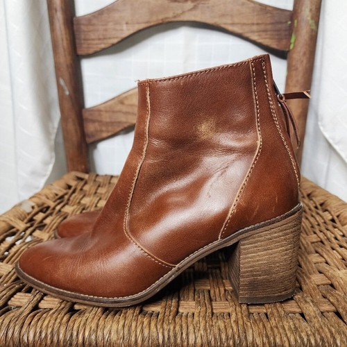 Rust MADEWELL soft Leather Ankle Boots Stacked Wood Heel Womens 7 | eBay