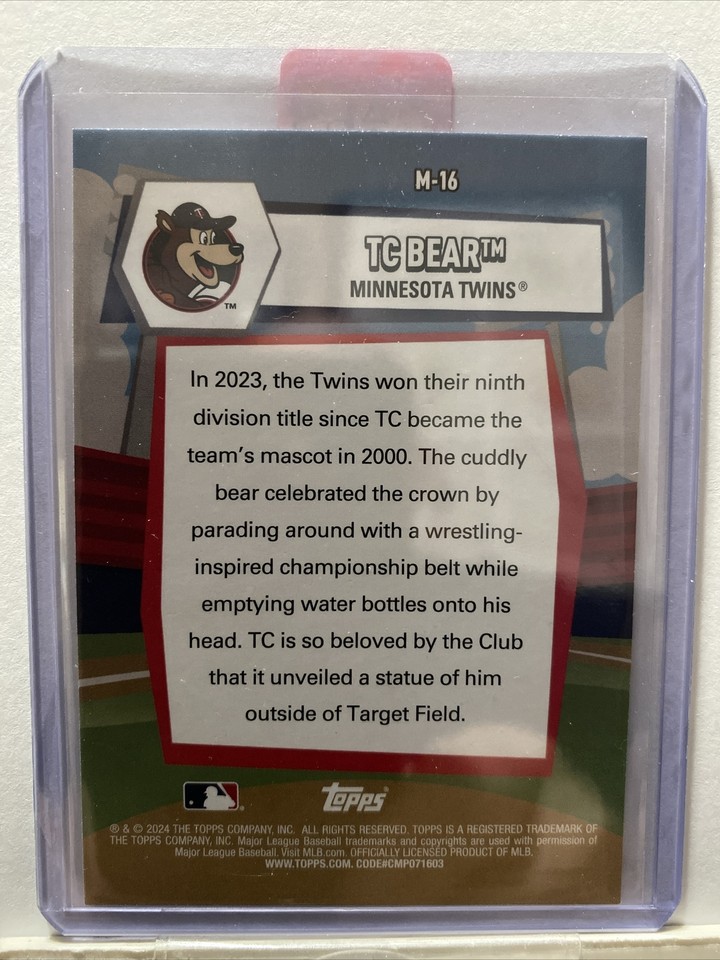 2024 Topps Big League #M-16 TC Bear Mascots Twins | eBay