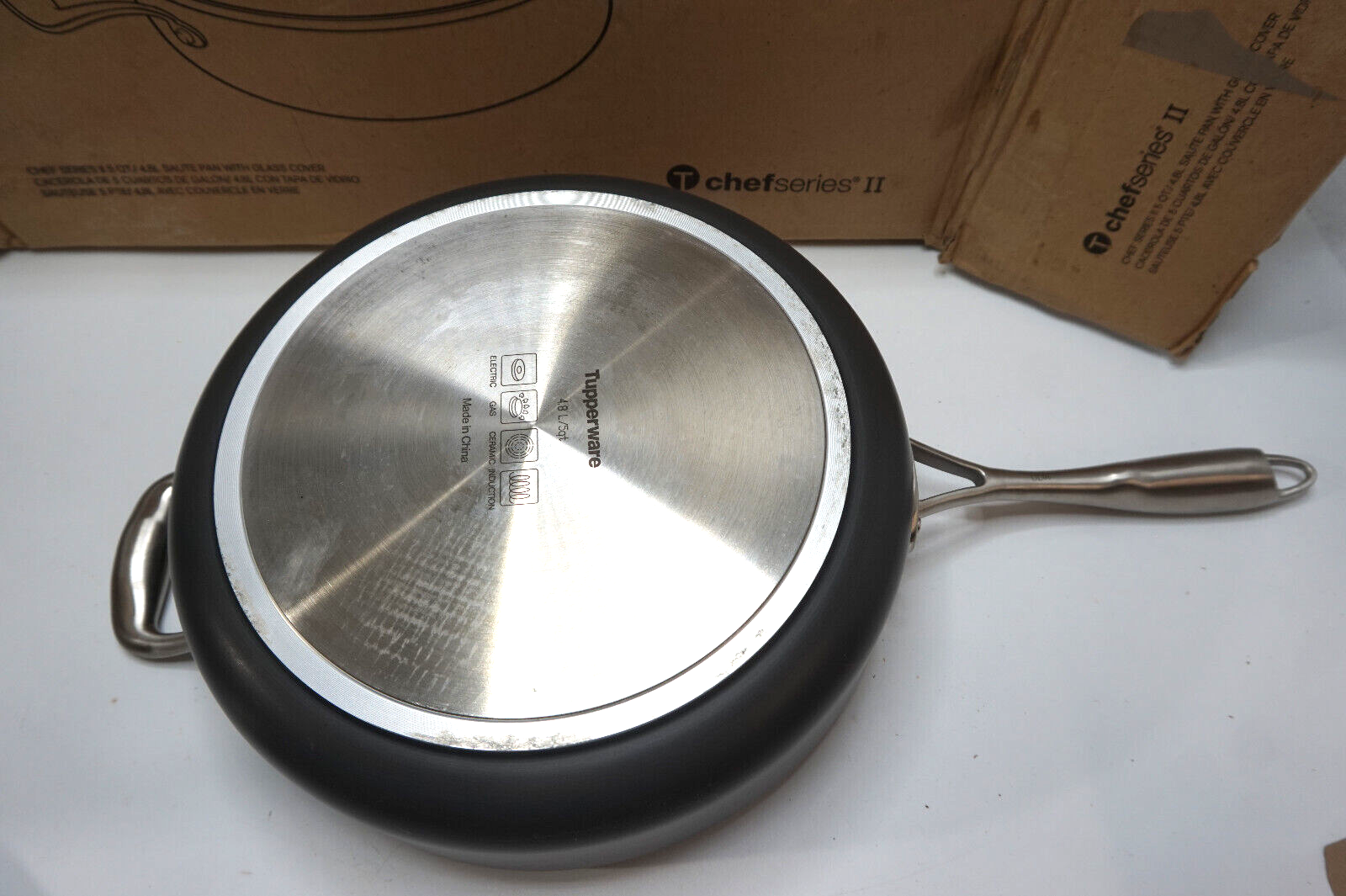 TUPPERWARE CHEF SERIES II SAUTE PAN COVER GLASS LID BOX 5 QT COOKWARE ...