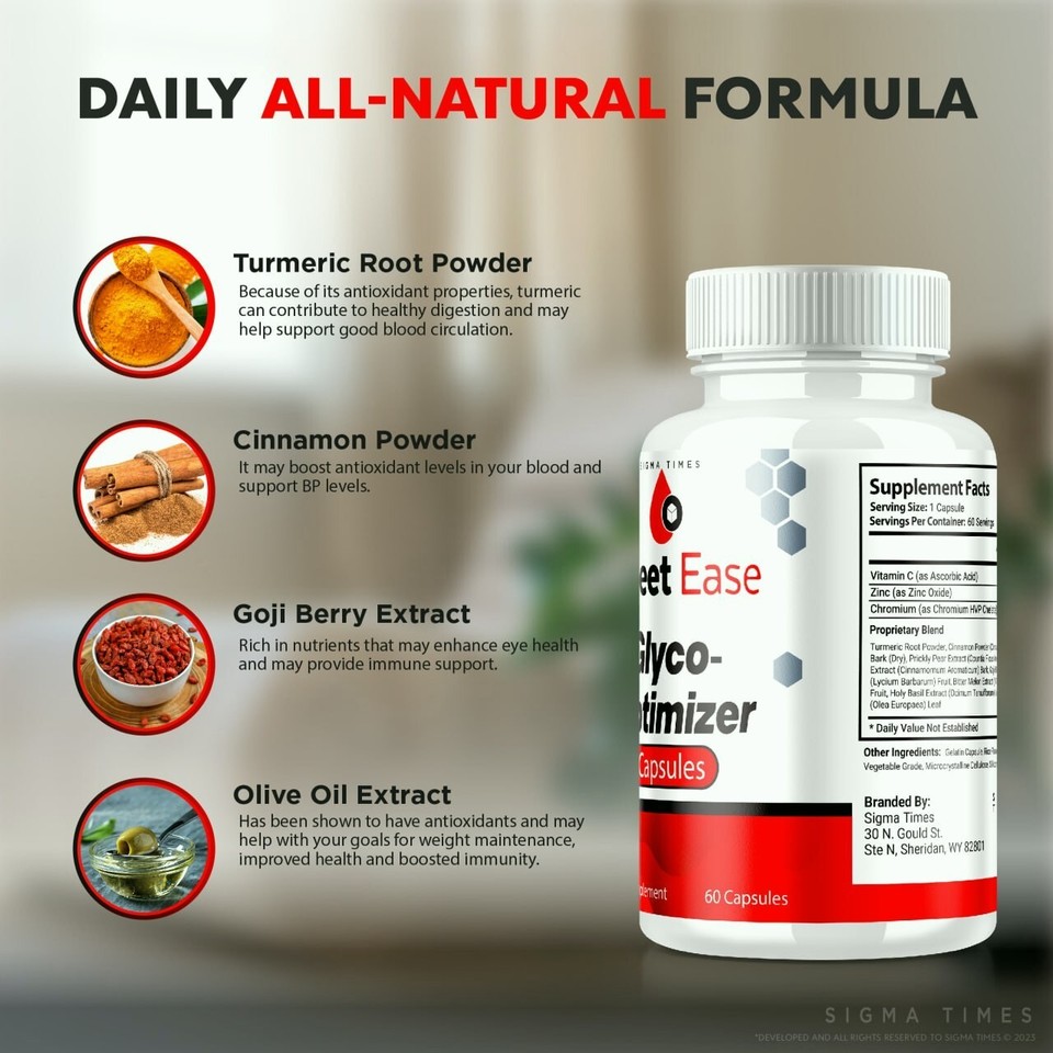Sweet Ease Glyco Optimizer Pills to Support Healthy Blood Levels 60ct ...