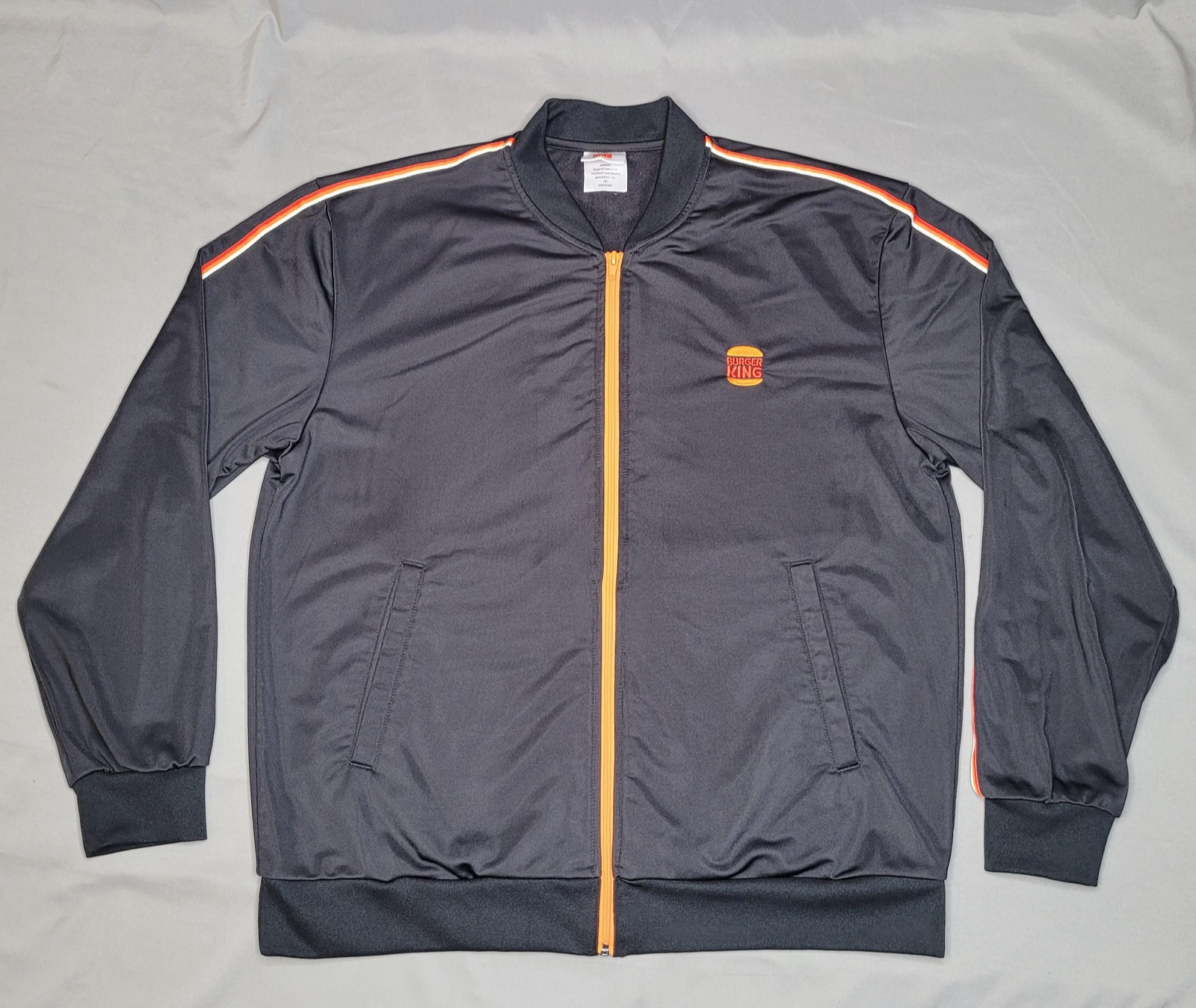 Burger King Jacket Mens Large Black Lightweight Zip Up Track Logo ...