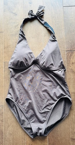 New! Talbots One Piece V Neck Brown Halter Swimsuit Size 12 | eBay
