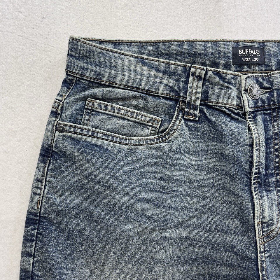 Buffalo David Bitton Straight Driven Jeans Mens 36x32 Blue Relaxed ...