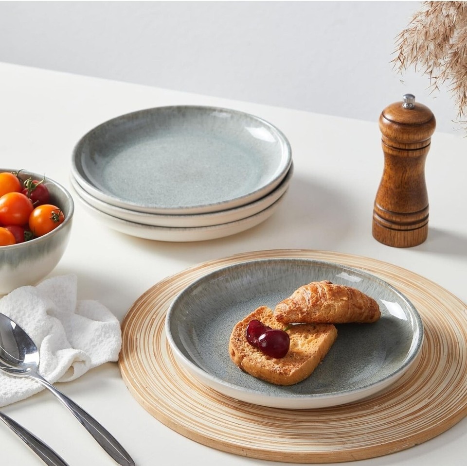 Gradient Stoneware Dinnerware Sets, 12 pcs Reactive Glaze Plates and ...