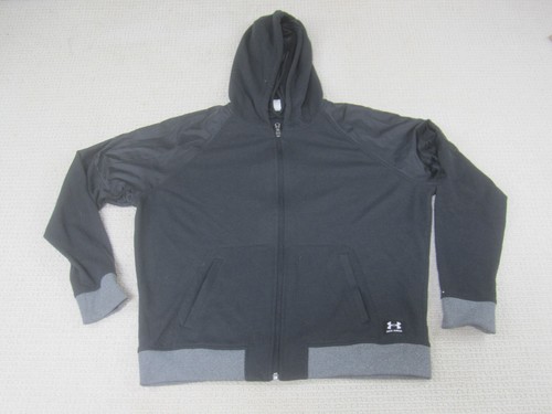 Under Armour Jacket Mens Medium Black Hooded Sweater Loose Fit Full Zip ...