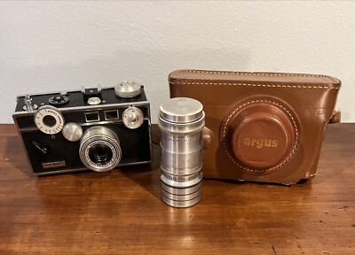 Vintage Argus C-3 Rangefinder 35mm Camera 50mm Lens Case Tele-Sandmar ...