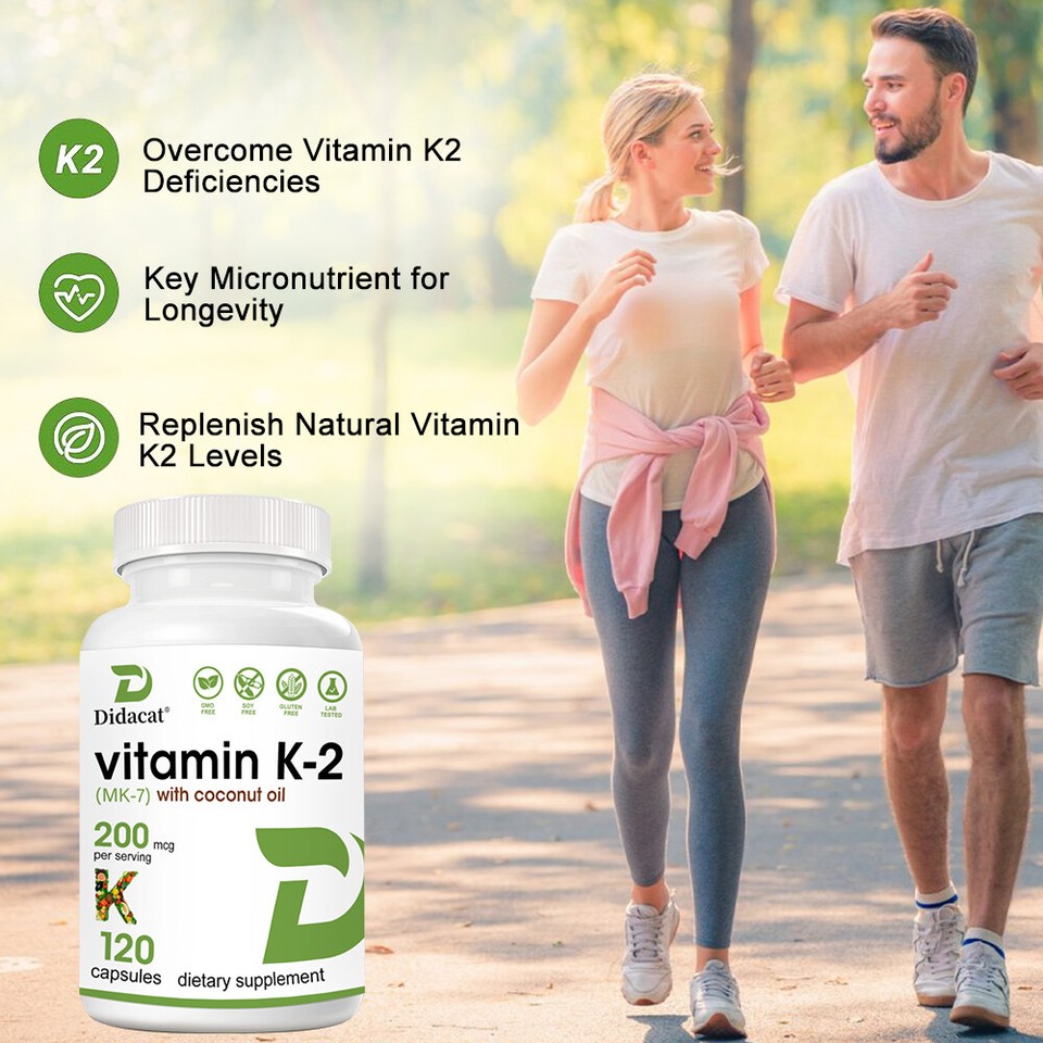 Vitamin K2 Supplement 200mcg -Vitamin K2 MK7 Supports Bone & Heart ...