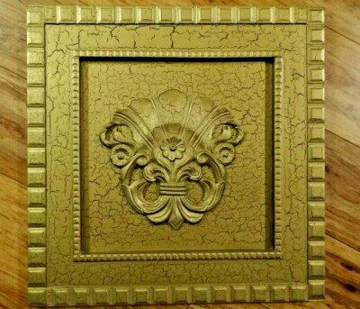 Gold Panel Wall Decor With Gold Crackle Finish | eBay