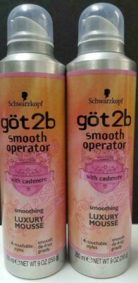 2 Pack Schwarzkopf Got2b Smooth Operator Smoothing Luxury Mousse 9 oz ...