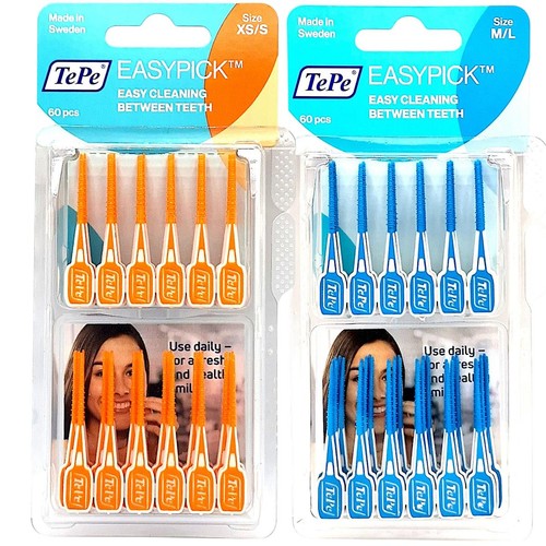 TePe Easy Pick M/L Blau 60 Stück und TePe XS/ S Orange 60 St ...