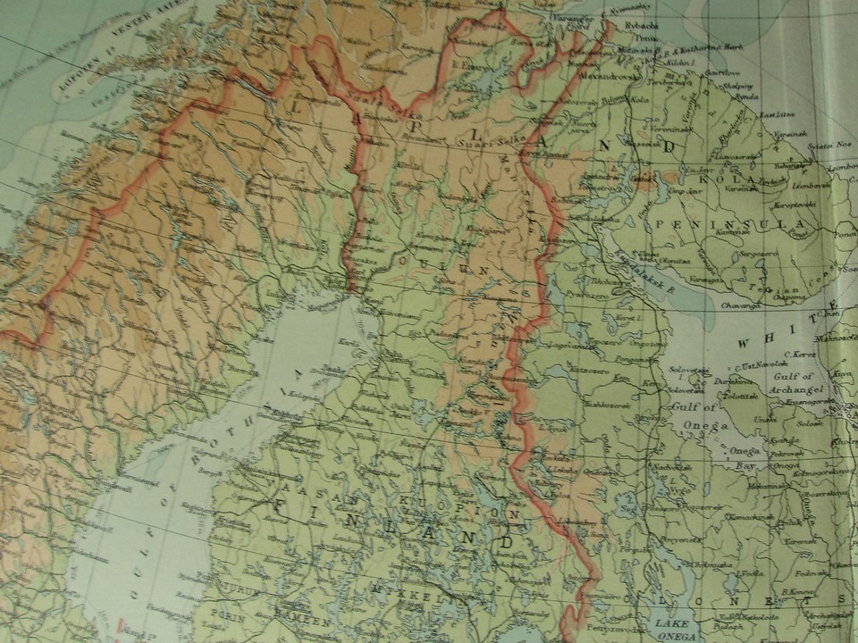1922 Large Antique Map ~ Northern Russia & Finland ~ Vyatka Lapland | eBay