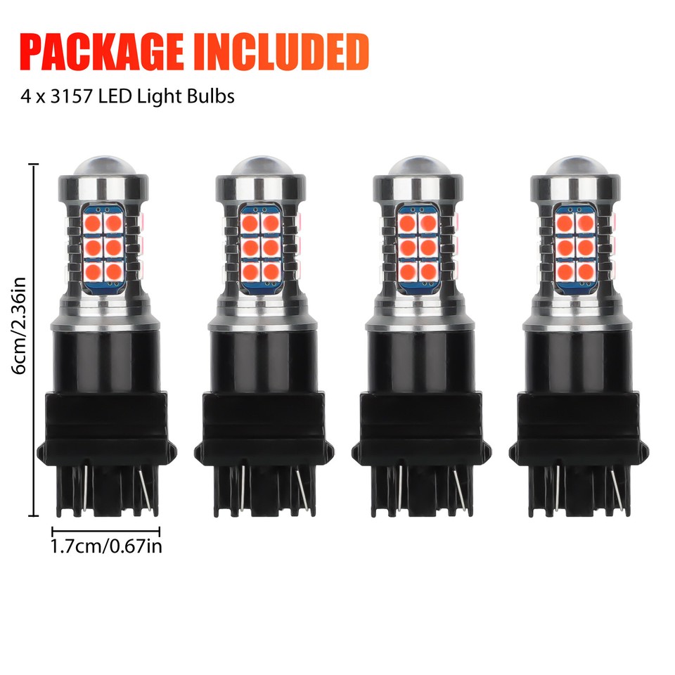4x 3157 Bright LED Red Strobe Flash Blinking Brake Tail Stop Light ...