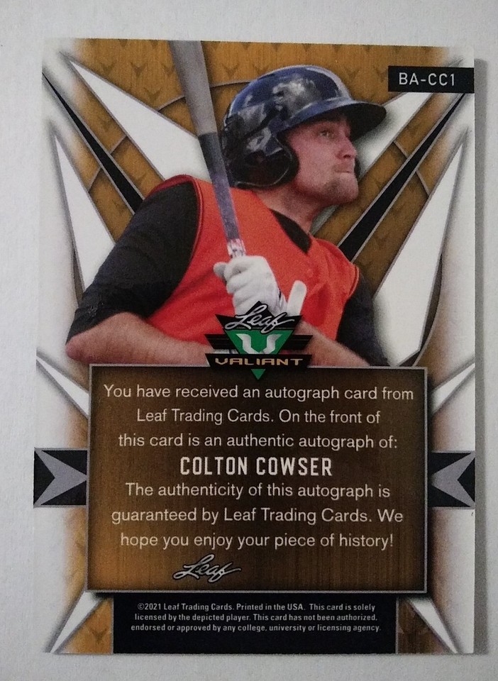 2021 Leaf Valiant Colton Cowser Green Rookie Autograph Baltimore ...