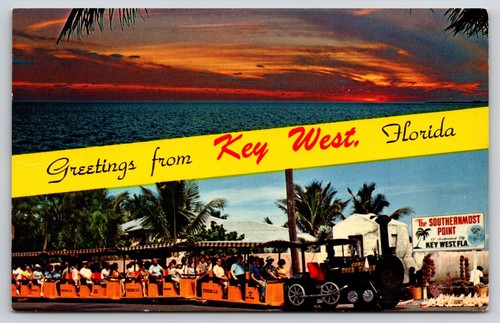Postcard Key West Banner Card Train Sunset Vintage Card Post Card | eBay