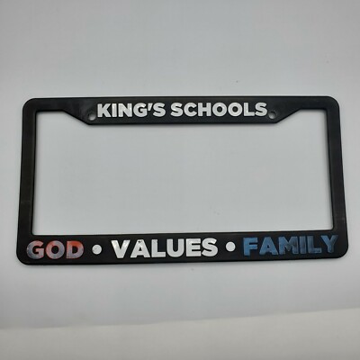 Kings School God Values Family Black Plastic License Plate Frame | eBay