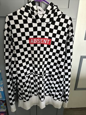 Absent Pullover Hoodie Sweatshirt Blk/Wht Checkered Size Large, Pre ...