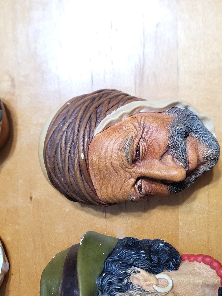 Lot of 8 Vintage 1960s Bossons Chalkware Heads Wall Hangings England | eBay